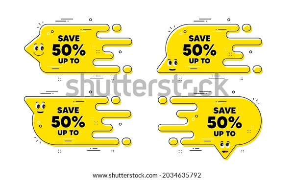 Save 50 Percent Cartoon Face Transition Stock Vector (Royalty Free ...