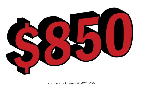 Save 850 Dollar 850 3d Red Stock Vector (Royalty Free) 2050247495 ...