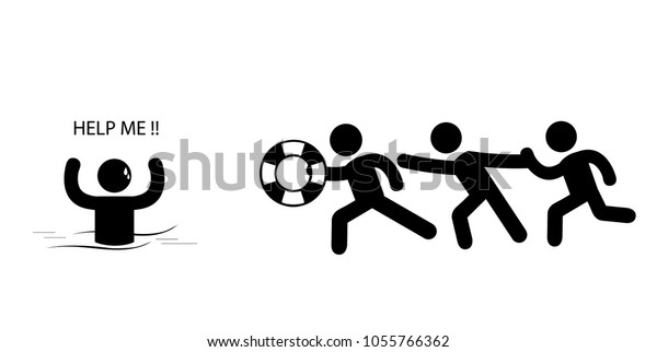 Save Active Drowning Victim Pictogram Icons: เวกเตอร์สต็อก (ปลอดค่า ...