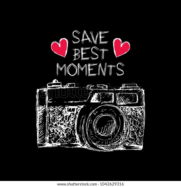 Save Best Moments Lettering Camera Stock Vector (Royalty Free) 1042629316