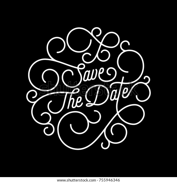 Guarde la tipografía caligráfica de fecha: vector de stock (libre de ...