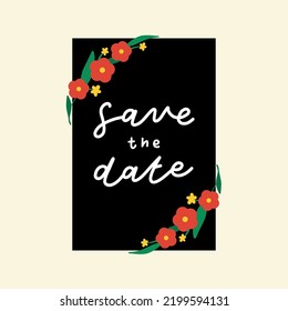 Save Date Flower Border Illustration Elements Stock Vector (Royalty ...