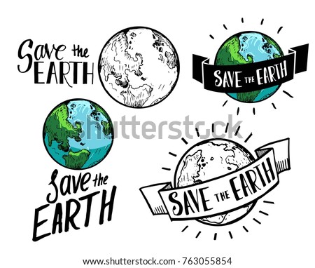 Save Earth Earth Day Illustration Hand Stock Vector (Royalty Free ...