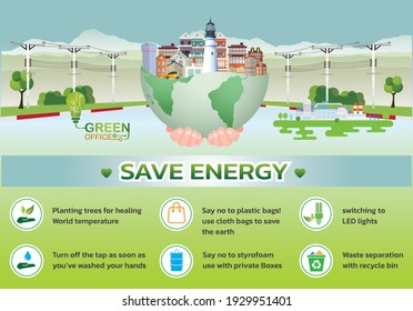 Save Energy Save World Infographic: เวกเตอร์สต็อก (ปลอดค่าลิขสิทธิ์ ...
