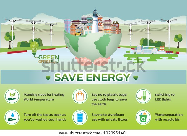 Save Energy Save World Infographic: เวกเตอร์สต็อก (ปลอดค่าลิขสิทธิ์ ...