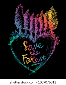 Save Forest Sketchy Hand Drawing Stock Vector (Royalty Free) 1039076311 ...
