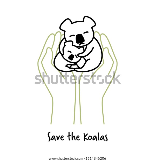Save Koalas Concept Sad Koala Hands Stock Vector (Royalty Free ...