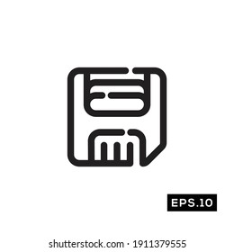 Save Line Icon Vector Download Symbol Stock Vector (Royalty Free ...