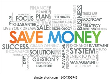 Save Money Word Cloud White Background Stock Vector (Royalty Free ...