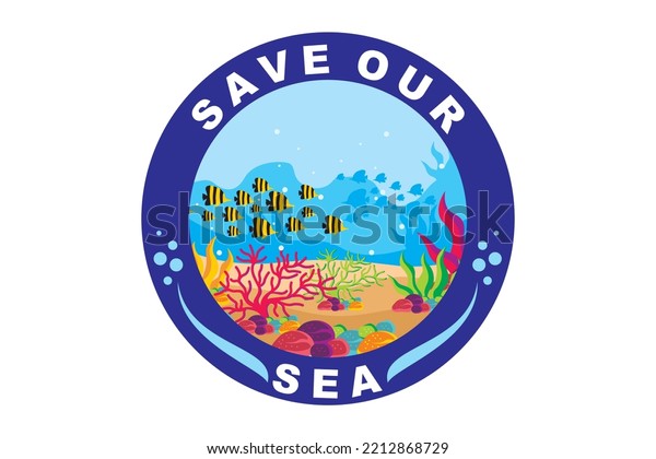 Save Our Sea Illustration Warning Board Stock Vector (Royalty Free ...