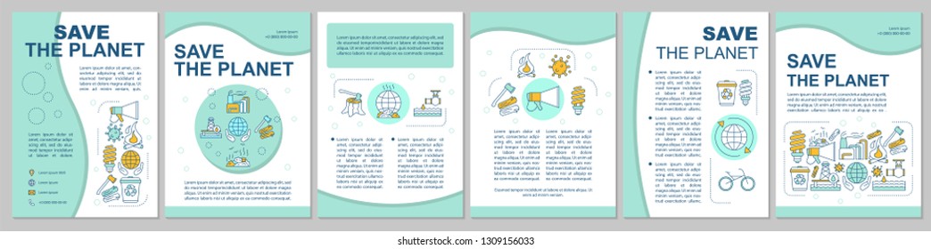 Save Planet Brochure Template Layout Environmental Stock Vector ...