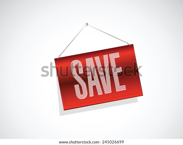 Save Red Hanging Banner Illustration Design Stock Vector (Royalty Free ...