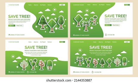 Save Tree Campaign Landing Page Collection Stock Vector (Royalty Free ...