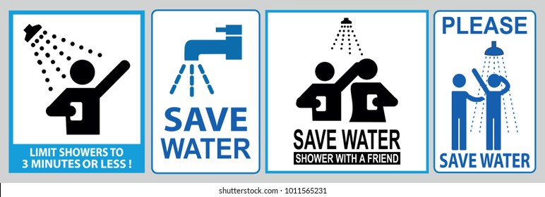 Save Water Bathroom Limit Showers 3 Stock Vector (Royalty Free ...