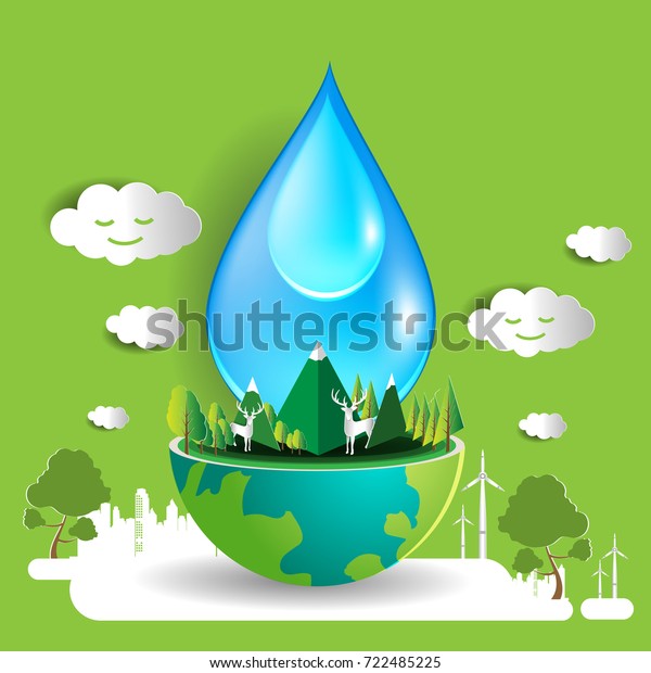 Save Water Concept Design Vector Eco Stock Vector (Royalty Free) 722485225