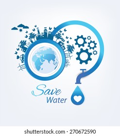 Save Water Concept Vector Illustration Stock Vector (Royalty Free ...