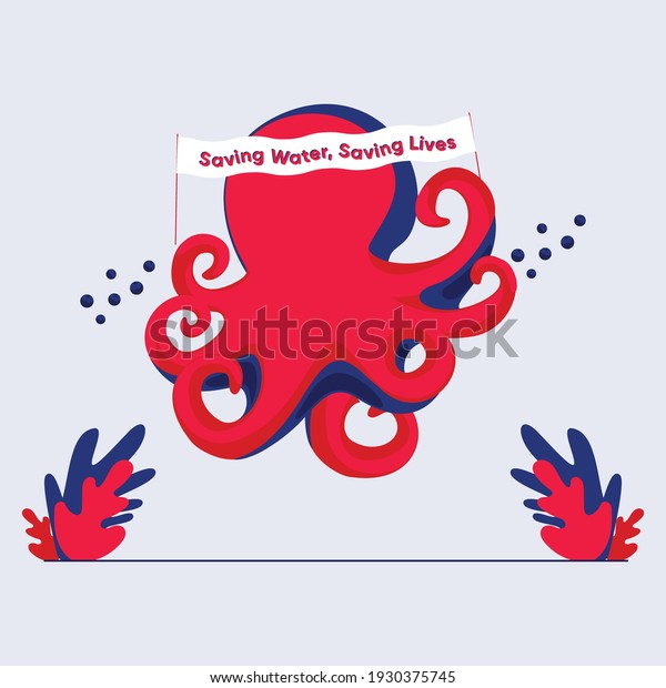 Save Water Concept Save World Cartoon Stock Vector (Royalty Free ...