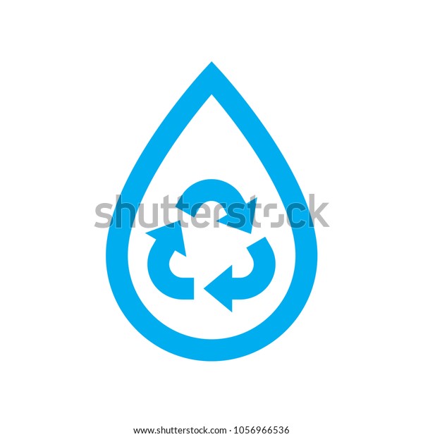 Save water icon. Blue recycle and reuse water drop symbol isolated on ...