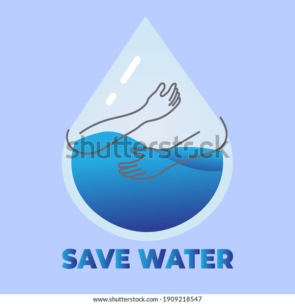 Save Water Illustration Hug Water Drop Stock Vector (Royalty Free ...