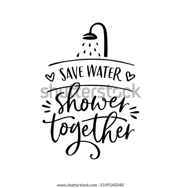 Save Water Shower Together Funny Bathroom Stock Vector Royalty Free