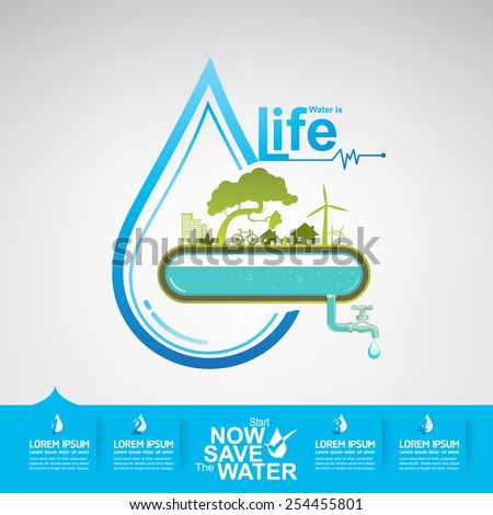 Save Water Vector Water Life Stock Vector (Royalty Free) 254455801 ...