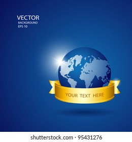 Save World Blue Globe Gold Ribbon Stock Vector (Royalty Free) 95431276