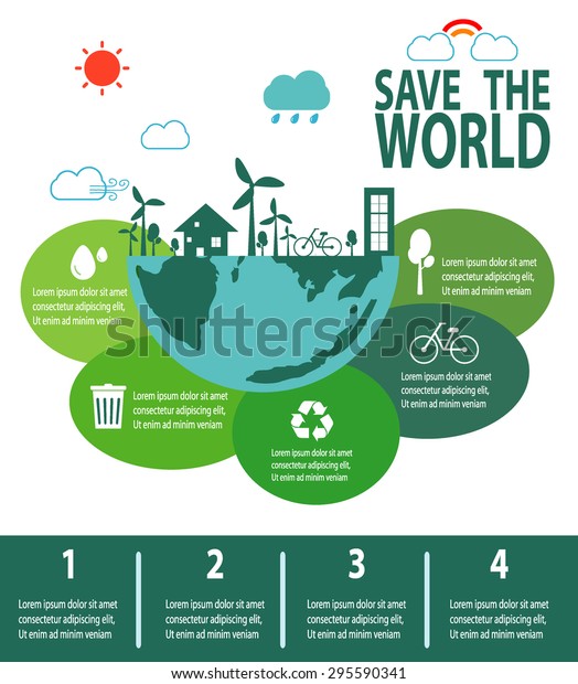 Save the World Concept , Green City, environment, ecology infographic