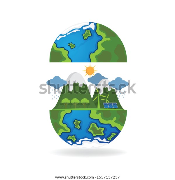 Save the world symbol on white background