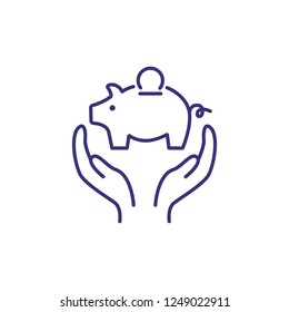 Saving Insurance Line Icon Two Hands Stock Vector (Royalty Free ...