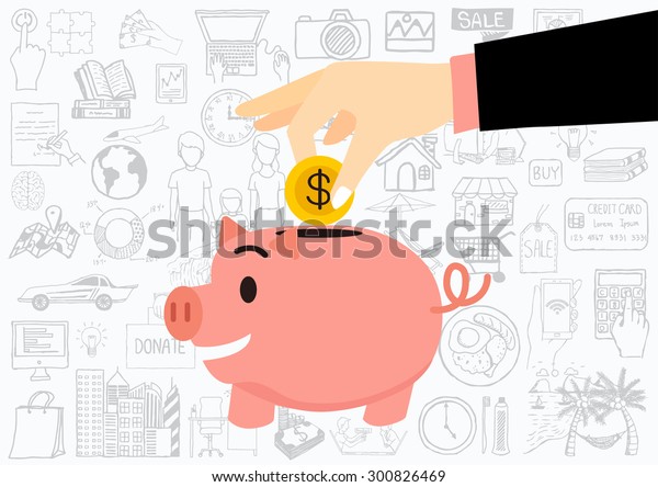 Saving Money All Expenses Future Doodles Stock Vector (Royalty Free ...