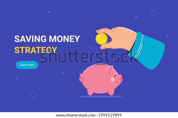Saving Money Strategy Flat Vector Illustration Stock Vector (Royalty ...