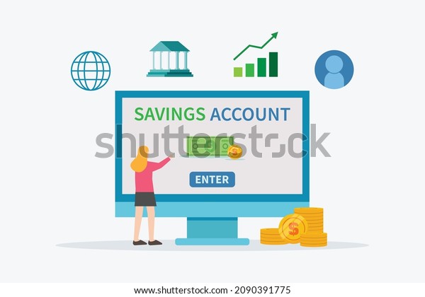 Savings Account Vector Concept Young Woman Stock Vector (Royalty Free ...