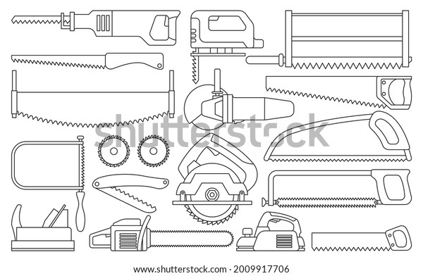 Saw Blade Vector Outline Set Icon Stock Vector (Royalty Free ...