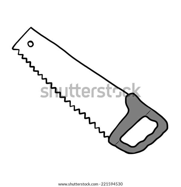 Saw Cartoon Vector Illustration Grayscale Hand Stock Vector (Royalty ...