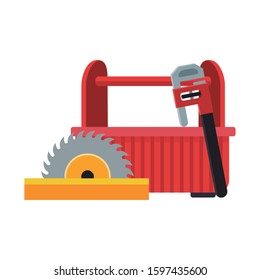 Saw Tools Box Piper Wrench Over Stock Vector (Royalty Free) 1597435600 ...