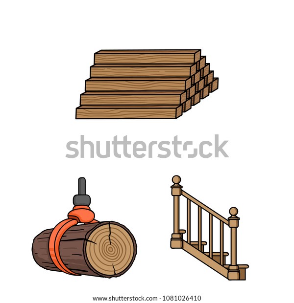 Sawmill Timber Cartoon Icons Set Collection Stock Vector (Royalty Free ...