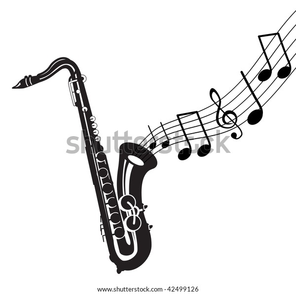 Saxophone Music Notes Stock Vector (Royalty Free) 42499126