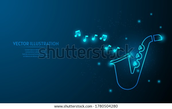 Saxophone On Blue Abstract Background Glowing Stock Vector (Royalty ...