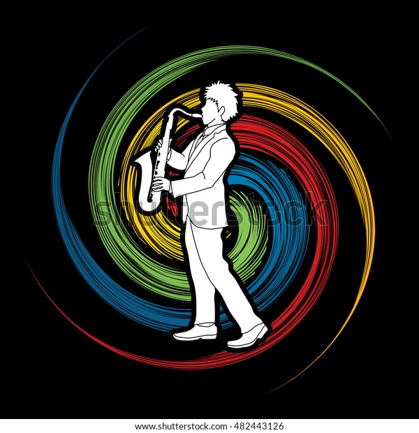 Saxophone Player Designed On Spin Wheel Stock Vector (Royalty Free ...