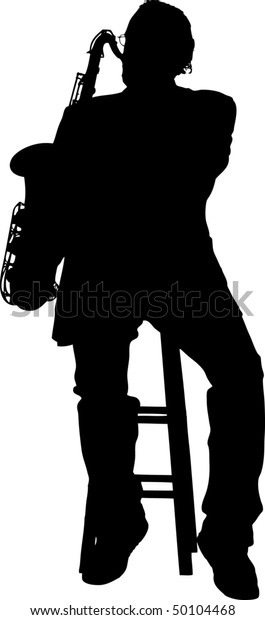 Saxophone Player Seated On Tall Stool: เวกเตอร์สต็อก (ปลอดค่าลิขสิทธิ์ ...