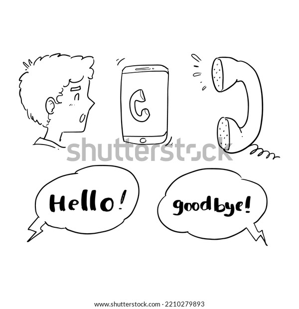 Say Hello Doodle White Background Stock Vector (Royalty Free ...