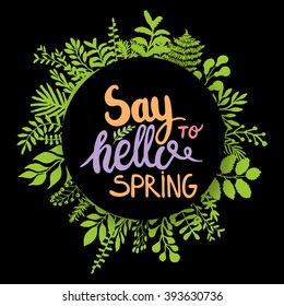 Hello Spring Lettering Design Greeting Card Stock Vector (Royalty Free ...