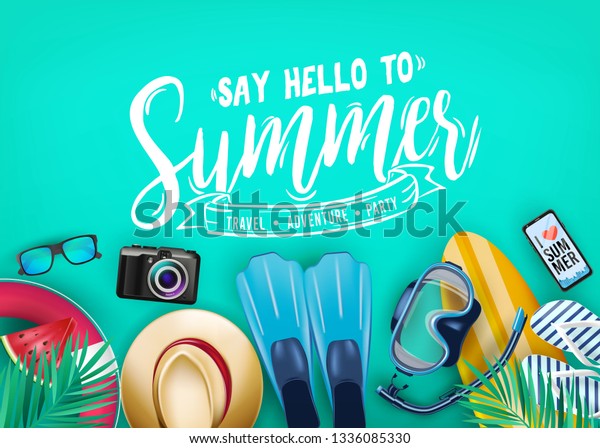Say Hello Summer Realistic Vector Banner Stock Vector (Royalty Free ...