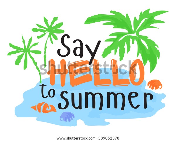 Say Hello Summer Sticker Vector Illustration Stock Vector (Royalty Free ...
