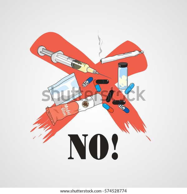 Say No Harmful Prohibited Items Drugs Stock Vector (Royalty Free) 574528774