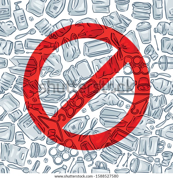 Say No Plastic Pollution Ecological Poster: เวกเตอร์สต็อก (ปลอดค่า ...