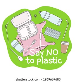 Say No Plastic Poster Concept Prevention Stock Vector (Royalty Free ...