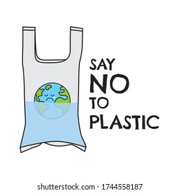 Say No Plastic Save Earth On Stock Vector (Royalty Free) 1744558187