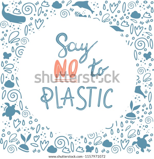 Say No Plastic Save Earth Ecology Stock Vector (Royalty Free ...