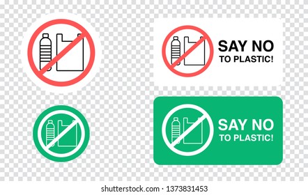 Say No Plastic Stickers Vector Stock Vector (Royalty Free) 1373831453
